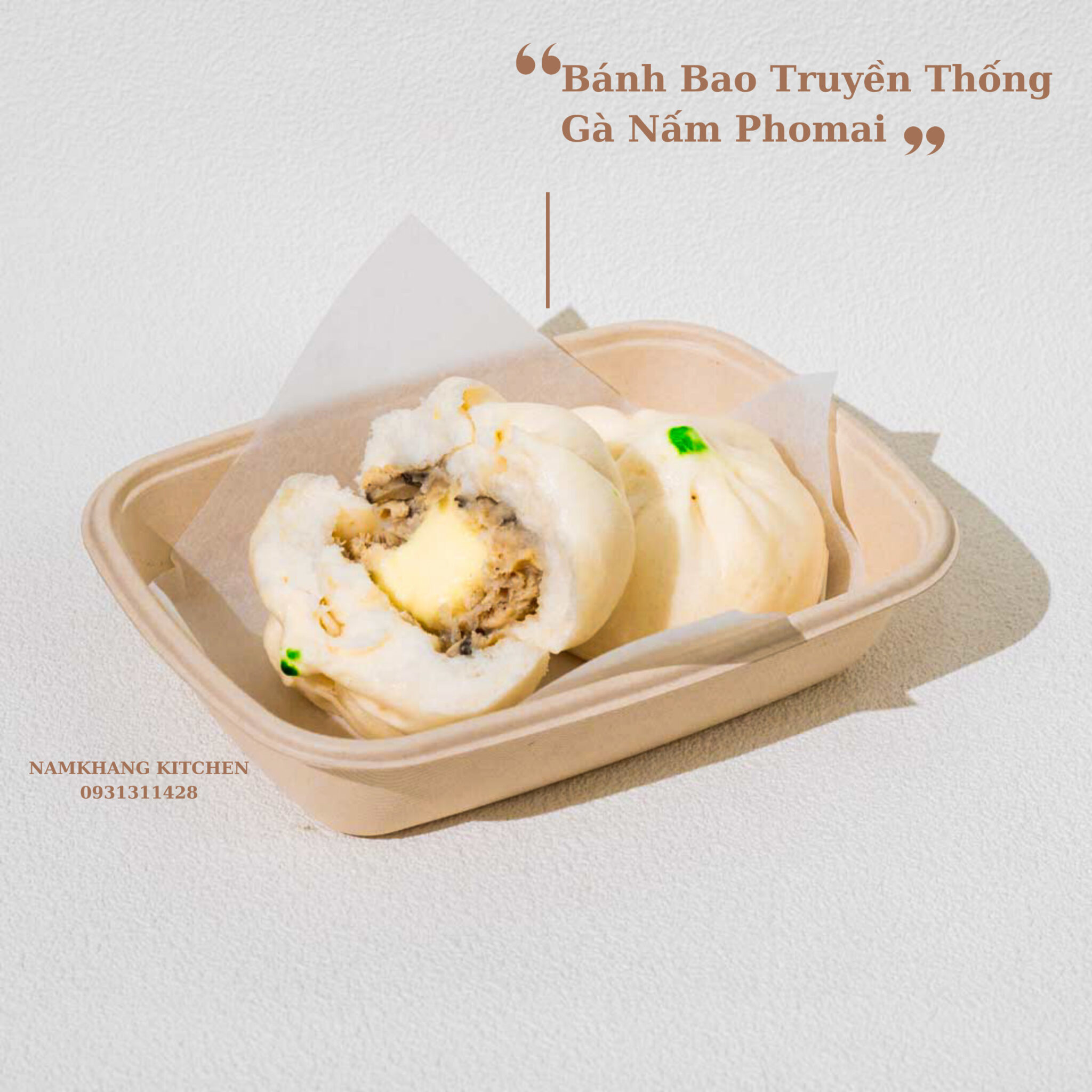 Bánh bao gà nấm Phomai - Bánh Bao Tươi Nam Khang